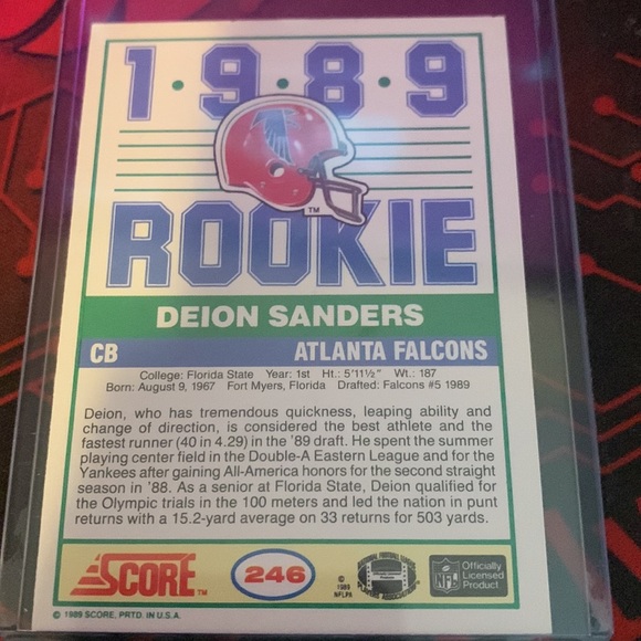 Other | Rookie 1989 Score Deion Sanders Card | Poshmark